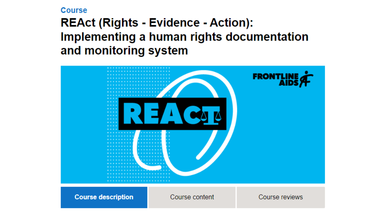 REAct E-Learning Platform - Frontline AIDS : Frontline AIDS